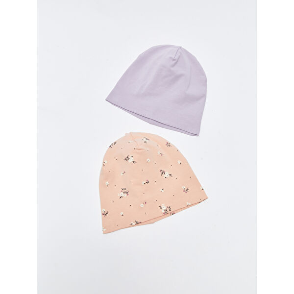 Desenli Kız Bebek Bere 2'li Desenli Kız Bebek Bere 2'li