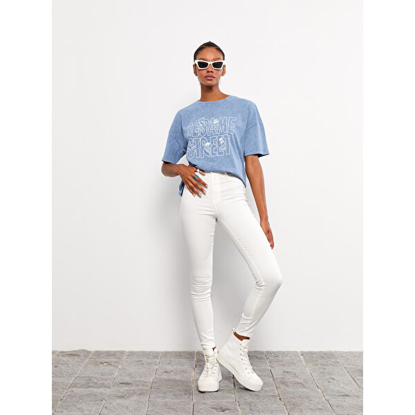 Yüksek Bel Süper Skinny Fit Düz Kadın Jean Pantolon