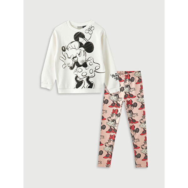Bisiklet Yaka Minnie Mouse Baskılı Uzun Kollu Kız Çocuk Sweatshirt ve Tayt Bisiklet Yaka Minnie Mouse Baskılı Uzun Kollu Kız Çocuk Sweatshirt ve Tayt