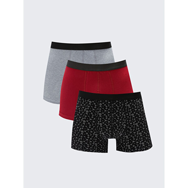 Standart Kalıp Esnek Kumaş Erkek Boxer 3'lü
