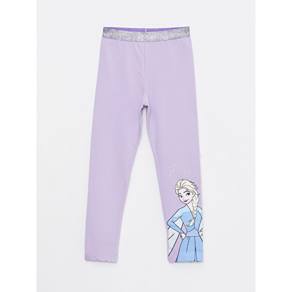 Beli Lastikli Elsa Baskılı Kız Çocuk Uzun Tayt