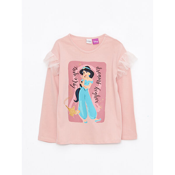 Bisiklet Yaka Disney Princess Baskılı Uzun Kollu Kız Çocuk Tişört Bisiklet Yaka Disney Princess Baskılı Uzun Kollu Kız Çocuk Tişört