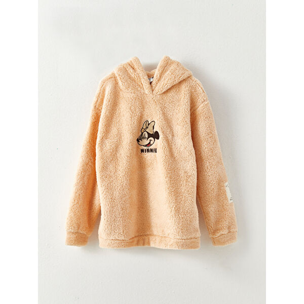 Kapüşonlu Minnie Mouse Nakışlı Uzun Kollu Pelüş Kız Çocuk Sweatshirt Kapüşonlu Minnie Mouse Nakışlı Uzun Kollu Pelüş Kız Çocuk Sweatshirt