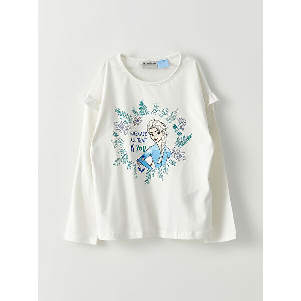 Bisiklet Yaka Elsa Baskılı Uzun Kollu Pamuklu Kız Çocuk Tişört Bisiklet Yaka Elsa Baskılı Uzun Kollu Pamuklu Kız Çocuk Tişört