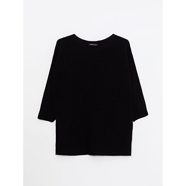 Kayık Yaka Düz Kadın Triko Kazak