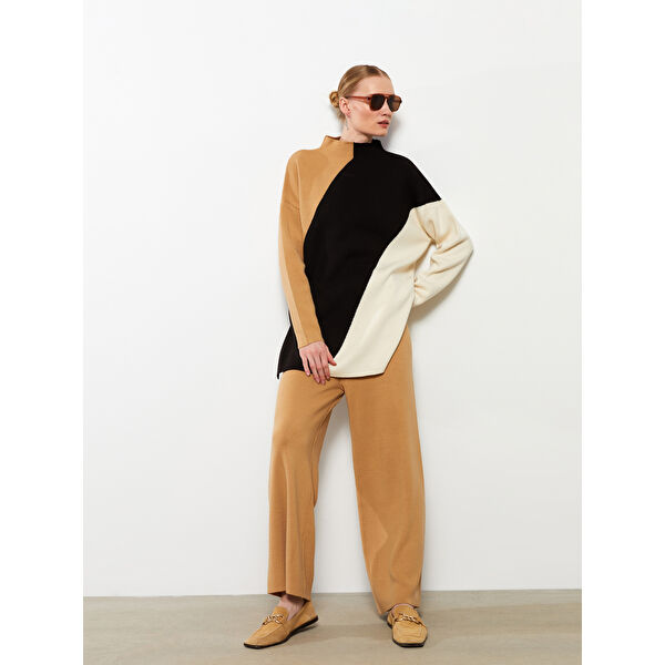 Standart Fit Düz Kadın Triko Pantolon