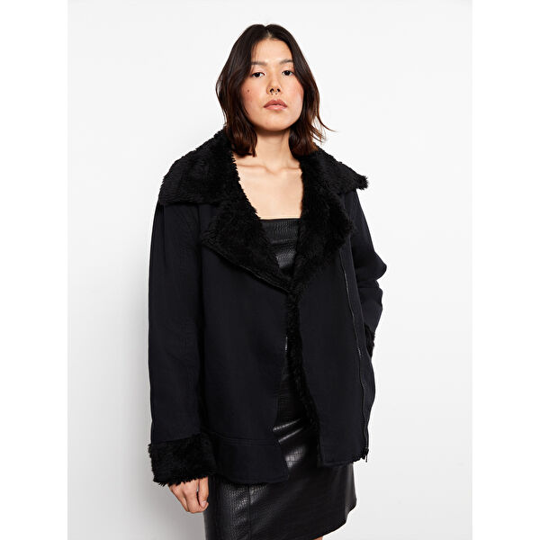 Biker Yaka Düz uzun Kollu Kadın Jean Ceket Biker Yaka Düz uzun Kollu Kadın Jean Ceket