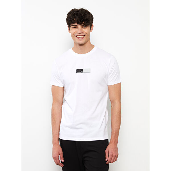 Bisiklet Yaka Kısa Kollu Baskılı Penye Erkek Tişört