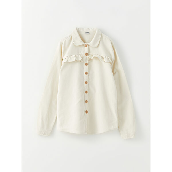 Fırfır Detaylı Uzun Kollu Kadife Kız Çocuk Gömlek Fırfır Detaylı Uzun Kollu Kadife Kız Çocuk Gömlek