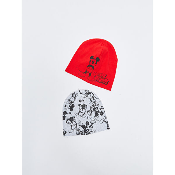 Mickey Mouse Baskılı Erkek Bebek Bere 2'li Mickey Mouse Baskılı Erkek Bebek Bere 2'li