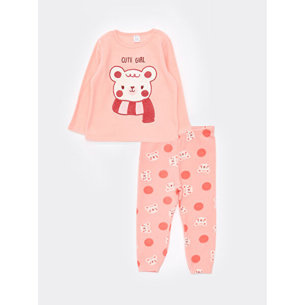 Bisiklet Yaka Uzun Kollu Kız Bebek Pijama Takımı