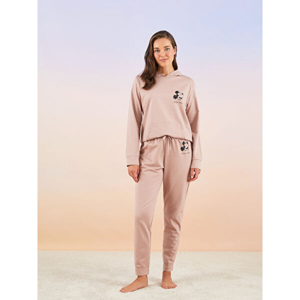 Beli Lastikli Mickey Mouse Baskılı Kadın Jogger Pijama Alt Beli Lastikli Mickey Mouse Baskılı Kadın Jogger Pijama Alt