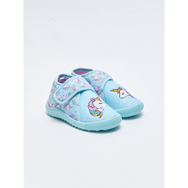 Unicorn Nakışlı Cırt Cırtlı Kız Bebek Panduf Unicorn Nakışlı Cırt Cırtlı Kız Bebek Panduf