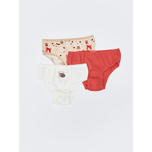 Beli Lastikli Baskılı Kız Bebek Külot 3'lü