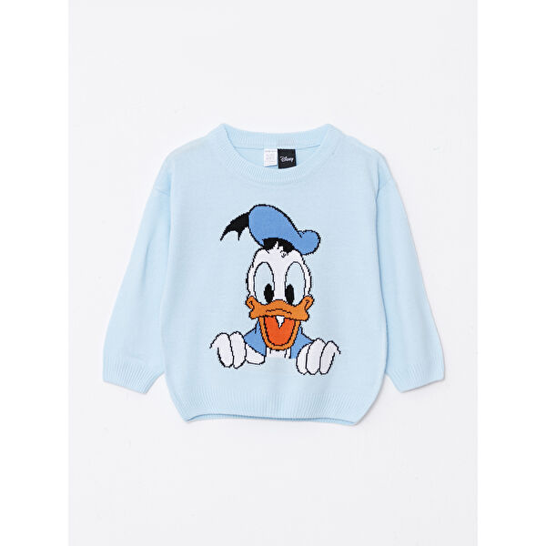 Bisiklet Yaka Uzun Kollu Donald Duck Desenli Erkek Bebek Triko Kazak Bisiklet Yaka Uzun Kollu Donald Duck Desenli Erkek Bebek Triko Kazak