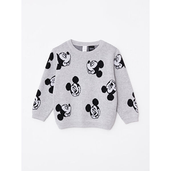 Bisiklet Yaka Uzun Kollu Mickey Mouse Desenli Erkek Bebek Triko Kazak Bisiklet Yaka Uzun Kollu Mickey Mouse Desenli Erkek Bebek Triko Kazak