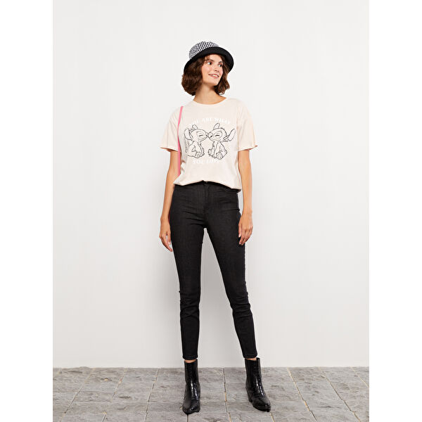 Yüksek Bel Slim Fit Düz Kadın Jean Pantolon