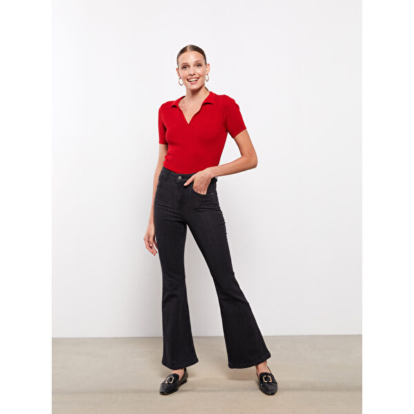 Yüksek Bel Slim Fit Düz Cep Detaylı Kadın Rodeo Jean Pantolon Yüksek Bel Slim Fit Düz Cep Detaylı Kadın Rodeo Jean Pantolon