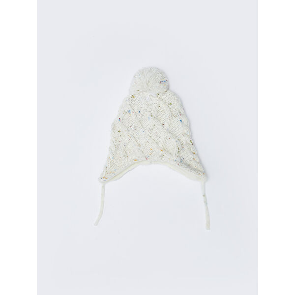 Kendinden Desenli Kız Bebek Triko Bere Kendinden Desenli Kız Bebek Triko Bere