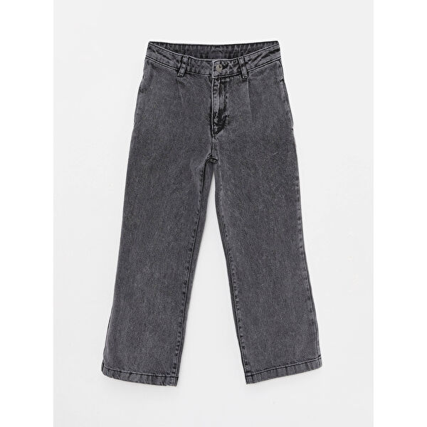 Basic Pamuklu Geniş Paça Kız Çocuk Jean Pantolon Basic Pamuklu Geniş Paça Kız Çocuk Jean Pantolon