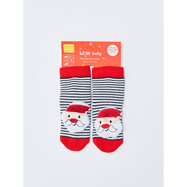 Çıngıraklı Yılbaşı Temalı Erkek Bebek Ev Çorabı