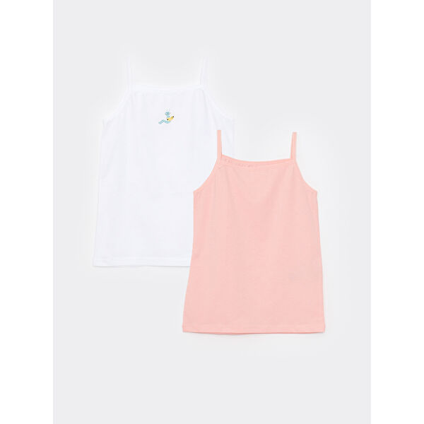 Kare Yaka Askılı Pamuklu Kız Çocuk Atlet 2'li