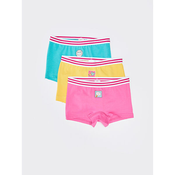 Baskılı Pamuklu Kız Çocuk Boxer 3'lü
