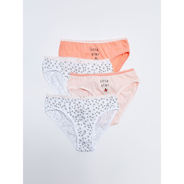 Baskılı Pamuklu Kız Çocuk Külot 4'lü