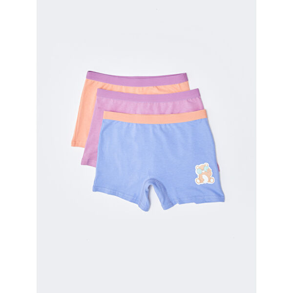 Baskılı Pamuklu Kız Çocuk Boxer 3'lü