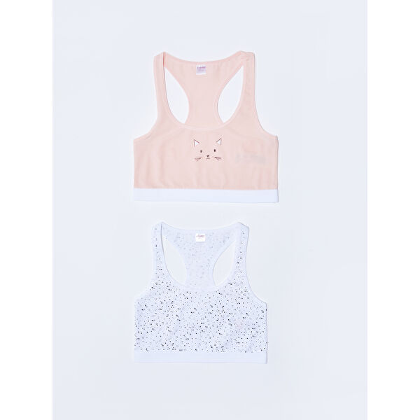 Baskılı Pamuklu Kız Çocuk Büstiyer 2'li