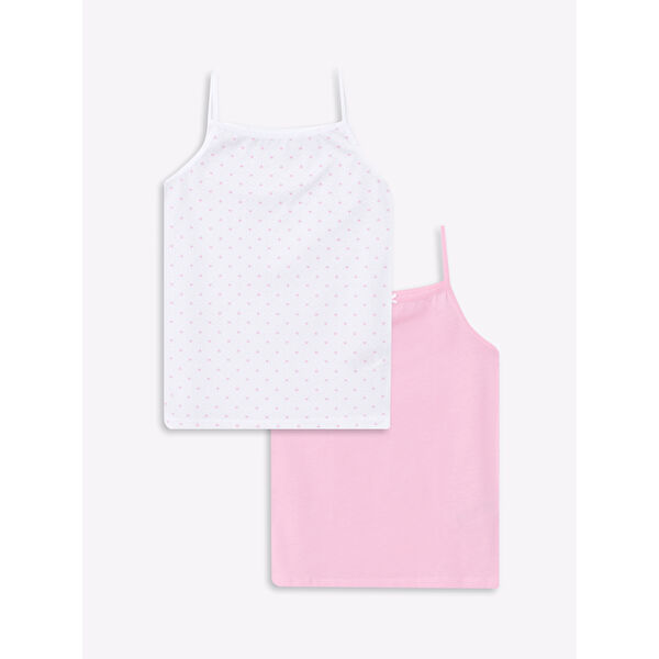 Kare Yaka Askılı Pamuklu Kız Çocuk Atlet 2'li