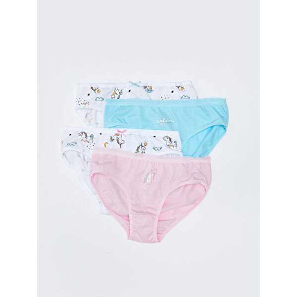 Baskılı Pamuklu Kız Çocuk Külot 4'lü