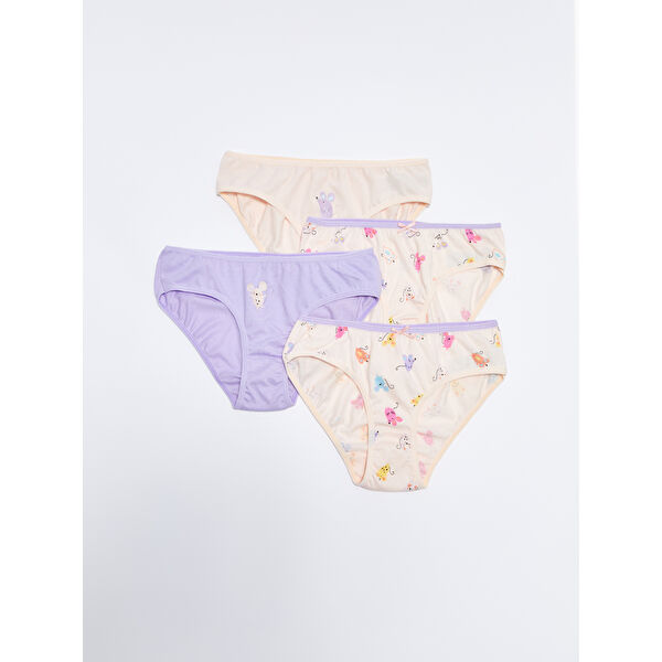 Baskılı Pamuklu Kız Çocuk Külot 4'lü