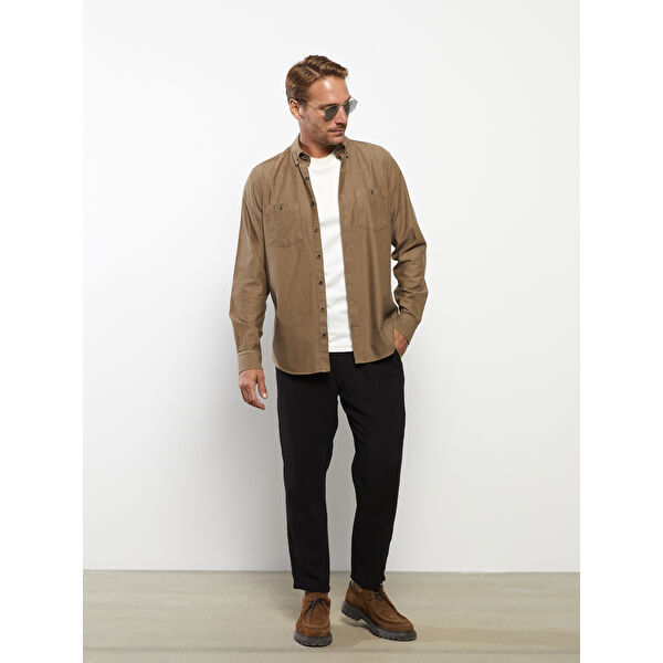 Regular Fit Uzun Kollu Gabardin Erkek Gömlek