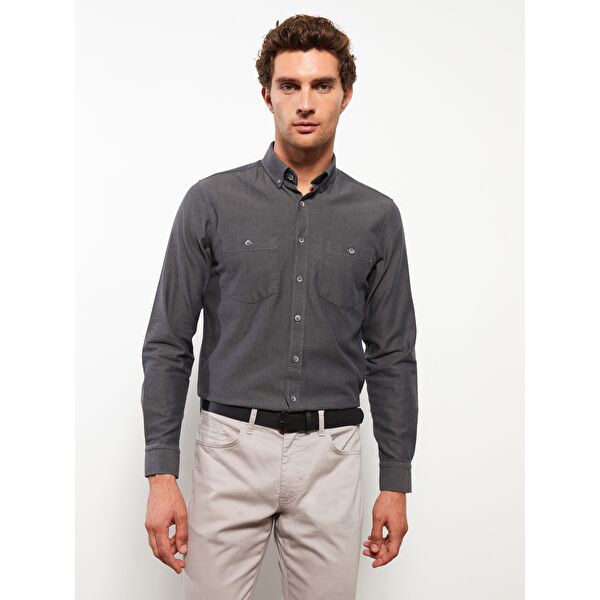 Regular Fit Uzun Kollu Gabardin Erkek Gömlek Regular Fit Uzun Kollu Gabardin Erkek Gömlek