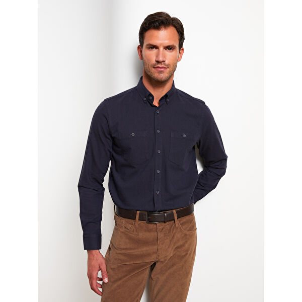 Regular Fit Uzun Kollu Gabardin Erkek Gömlek Regular Fit Uzun Kollu Gabardin Erkek Gömlek