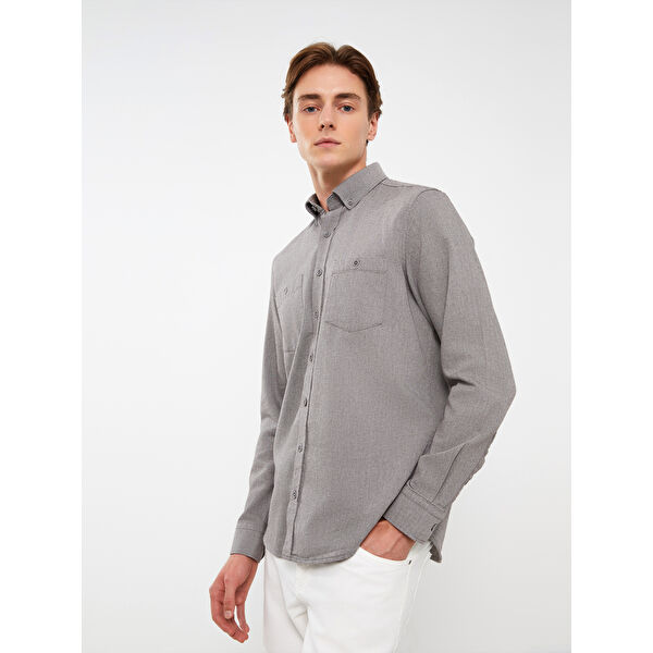 Regular Fit Uzun Kollu Gabardin Erkek Gömlek Regular Fit Uzun Kollu Gabardin Erkek Gömlek