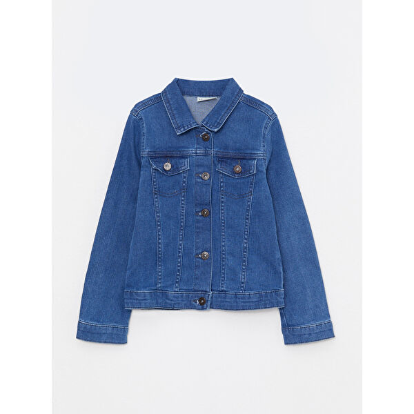 Gömlek Yaka Kız Çocuk Jean Ceket