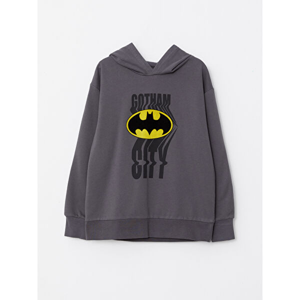 Kapüşonlu Batman Baskılı Uzun Kollu Erkek Çocuk Sweatshirt Kapüşonlu Batman Baskılı Uzun Kollu Erkek Çocuk Sweatshirt