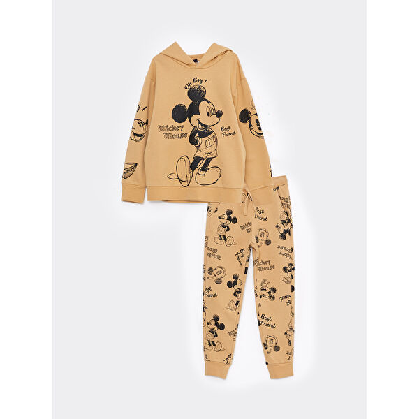 Kapüşonlu Mickey Mouse Baskılı Uzun Kollu Erkek Çocuk Sweatshirt ve Eşofman Altı Kapüşonlu Mickey Mouse Baskılı Uzun Kollu Erkek Çocuk Sweatshirt ve Eşofman Altı