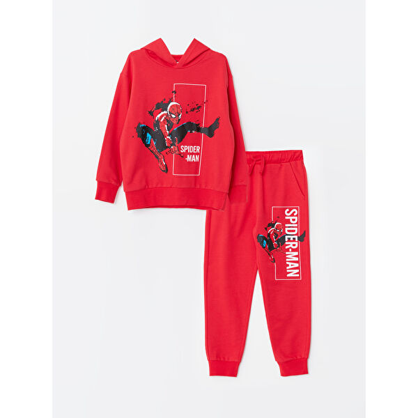 Kapüşonlu Spiderman Baskılı Uzun Kollu Erkek Çocuk Sweatshirt ve Eşofman Altı Kapüşonlu Spiderman Baskılı Uzun Kollu Erkek Çocuk Sweatshirt ve Eşofman Altı