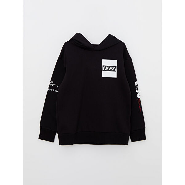 Kapüşonlu Nasa Baskılı Uzun Kollu Erkek Çocuk Sweatshirt Kapüşonlu Nasa Baskılı Uzun Kollu Erkek Çocuk Sweatshirt
