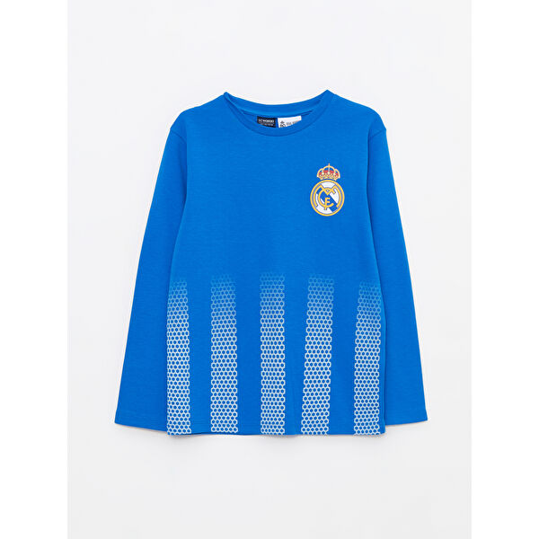 Bisiklet Yaka Real Madrid Baskılı Uzun Kollu Erkek Çocuk Tişört Bisiklet Yaka Real Madrid Baskılı Uzun Kollu Erkek Çocuk Tişört