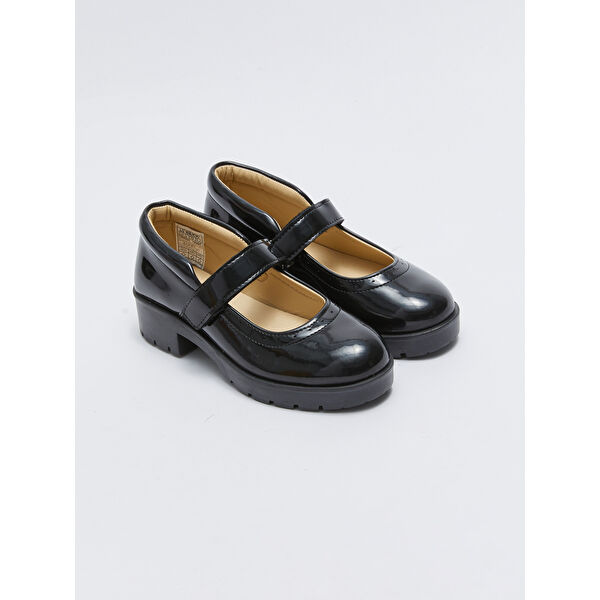 Deri Görünümlü Cırt Cırtlı Kız Çocuk Babet