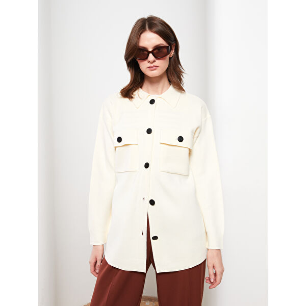 Polo Yaka Düz Uzun Kollu Pike Kadın Hırka Polo Yaka Düz Uzun Kollu Pike Kadın Hırka