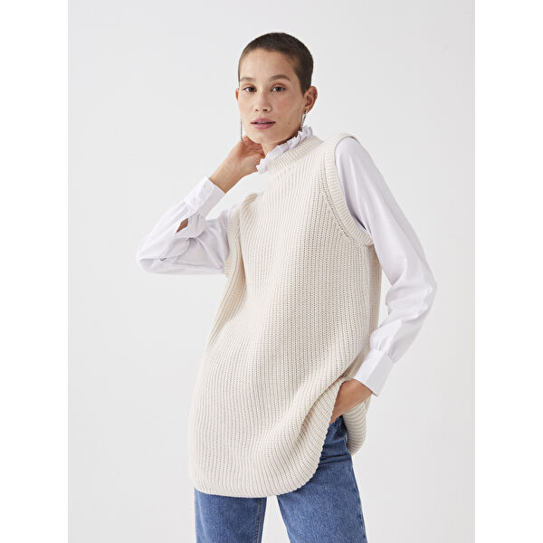 Fırfır Yaka Düz Uzun Kollu Kadın Tunik