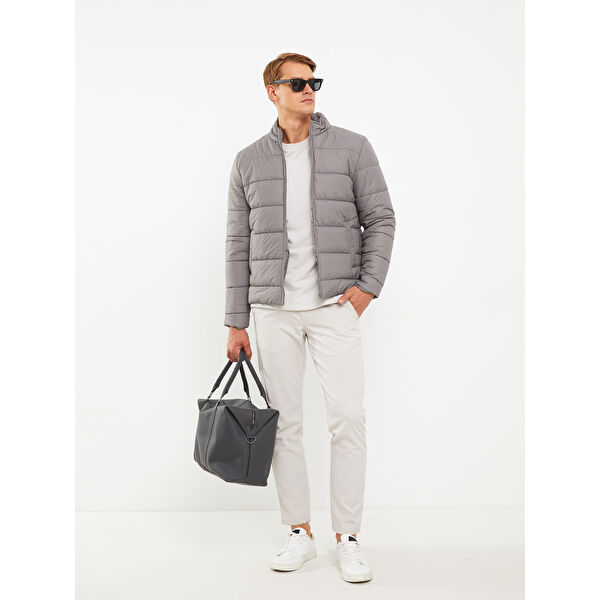 Standart Kalıp Dik Yaka Erkek Şişme Mont