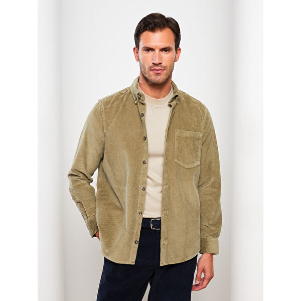 Regular Fit Uzun Kollu Kadife Erkek Gömlek