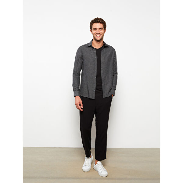 Slim Fit Uzun Kollu Gabardin Erkek Gömlek