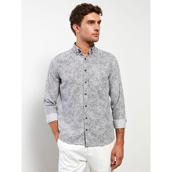 Regular Fit Uzun Kollu Desenli Erkek Gömlek